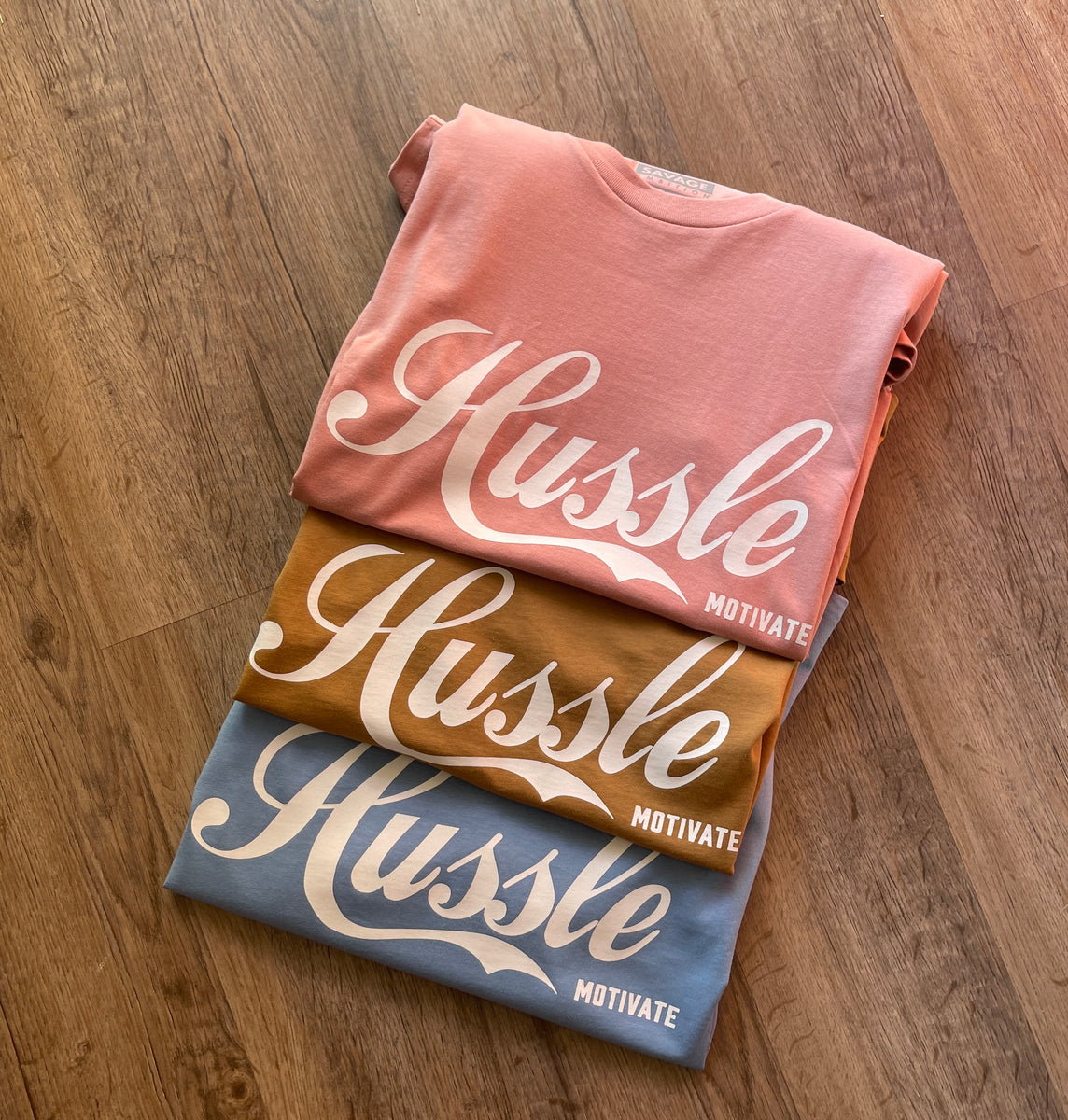 Hussle & Motivate Tee Carolina Blue – Savage Ambition Training & Threads
